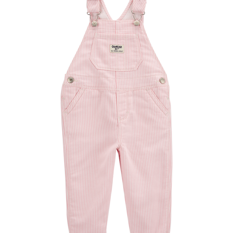 Pink Toddler Knit Denim Hickory Stripe Overalls - Pink | carters.com
