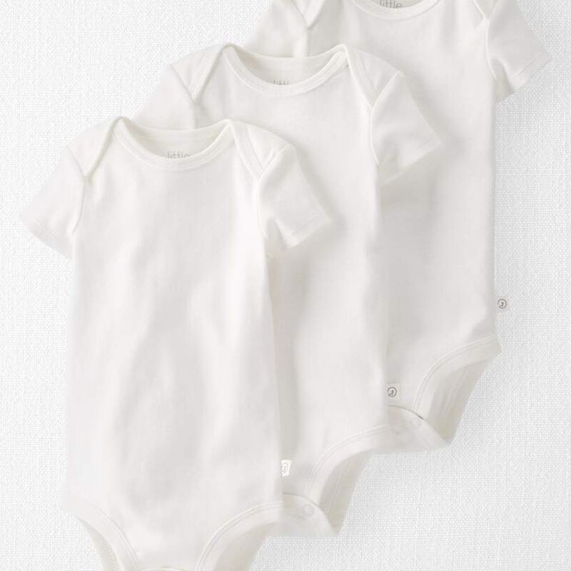 White Baby 3-Pack Organic Cotton Rib Bodysuits | carters.com