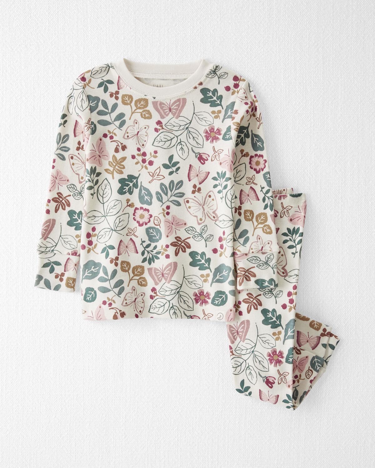Botanical Butterflies on Sweet Cream Baby Organic Cotton Pajamas Set ...