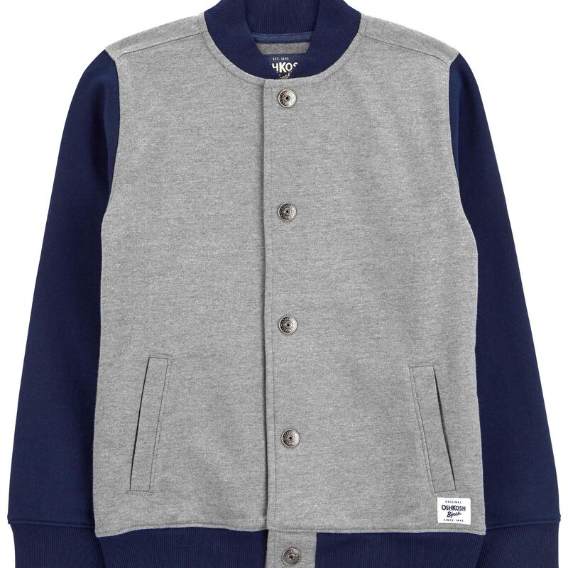 Grey Kid Colorblock Varsity Jacket | carters.com