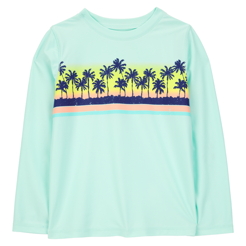 Mint Kid Palm Tree Long Sleeve Rashguard | carters.com